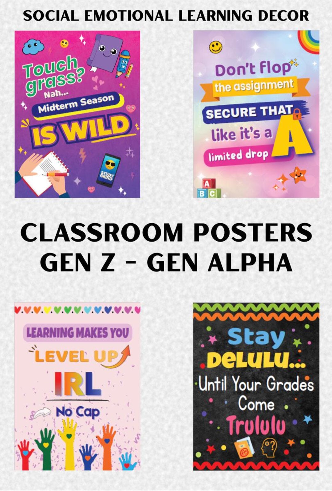 Gen Z Classroom Poster Set | Modern SEL Decor (digital Download) - Etsy