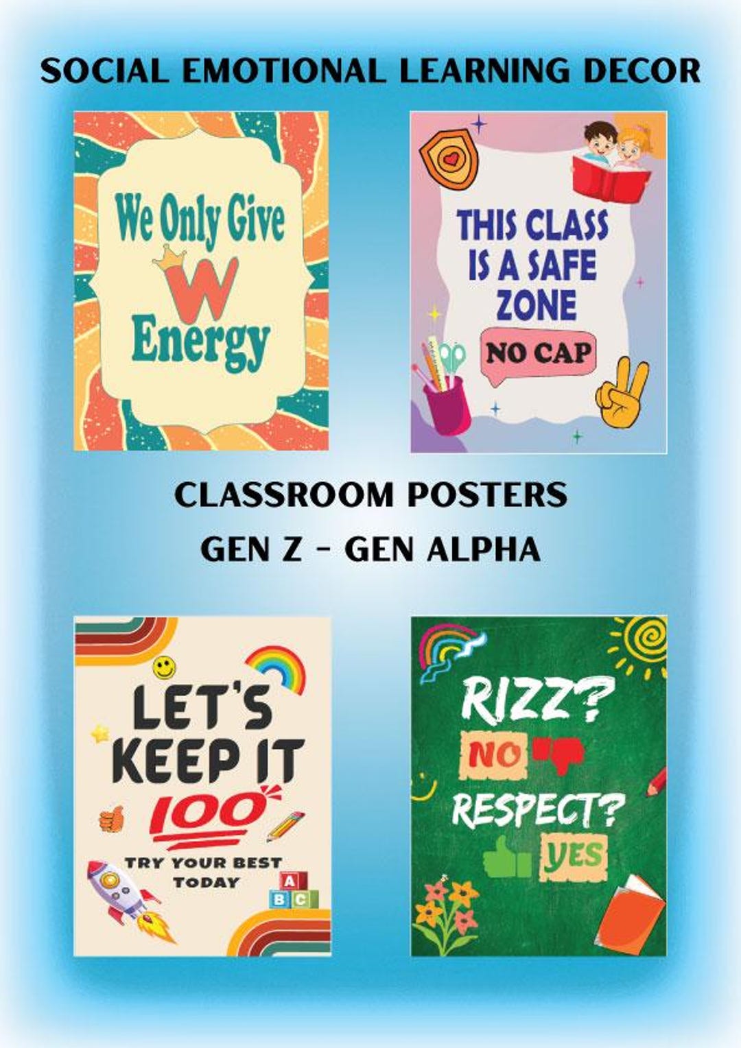 Gen Z Classroom Poster Set | Modern SEL Decor (digital Download) - Etsy
