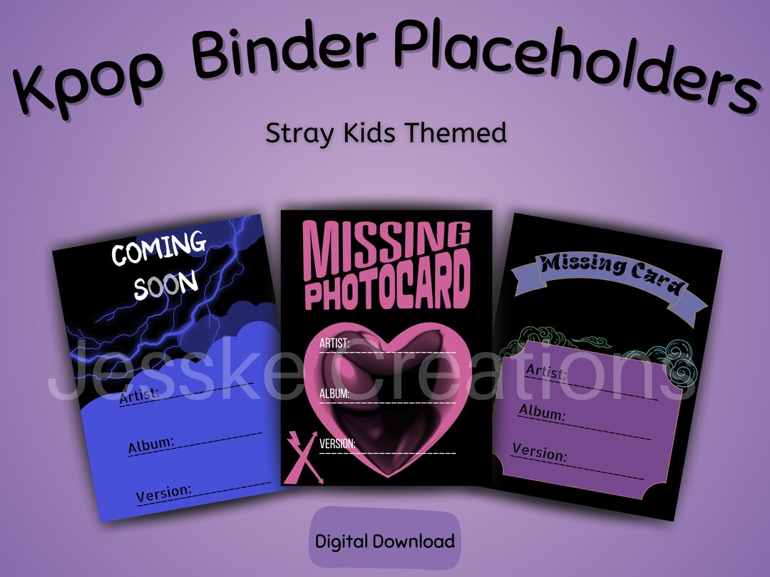 Photocard Binder Placeholders | Digital Download | Stray Kids Themed ...