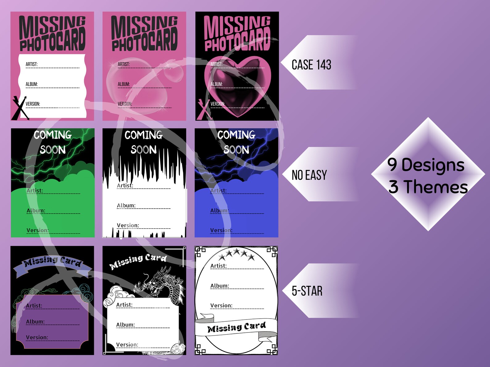 Photocard Binder Placeholders | Digital Download | Stray Kids Themed ...