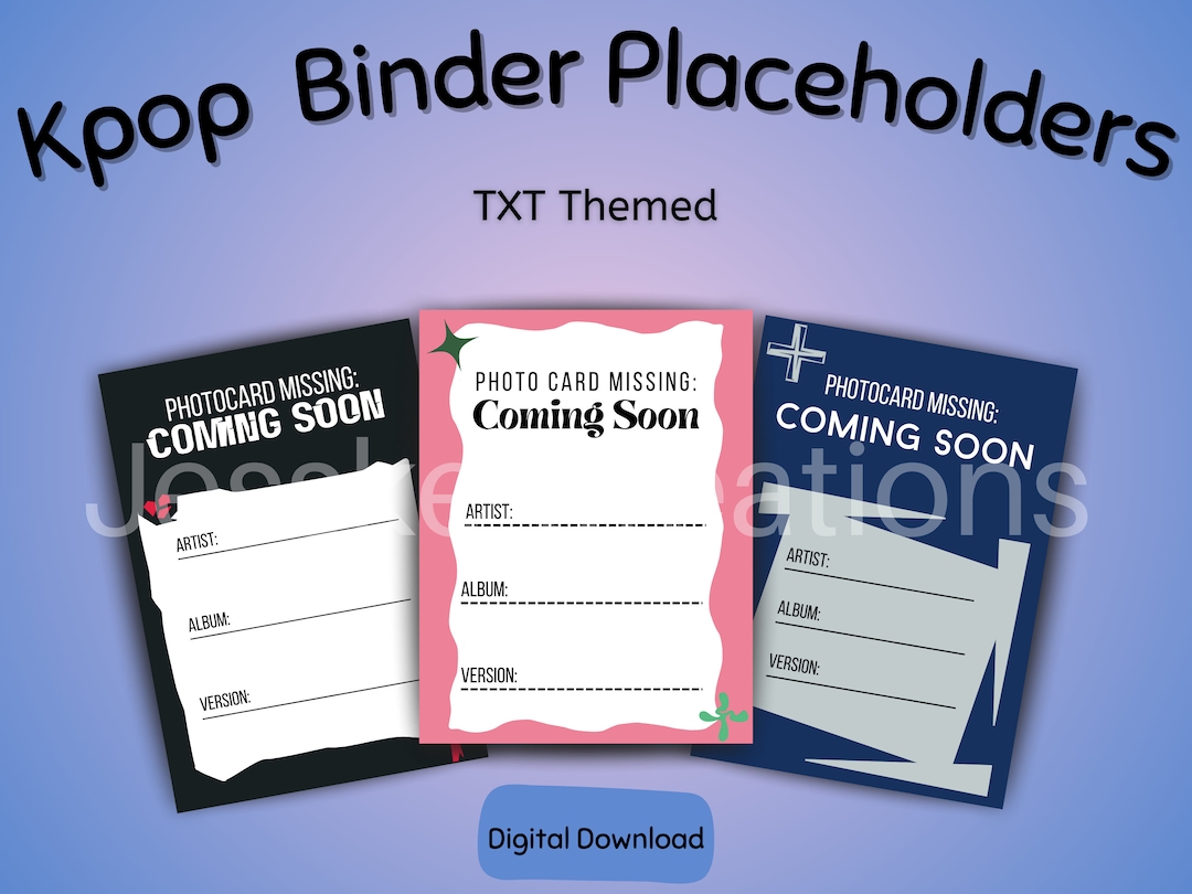 Photocard Binder Placeholders | Digital Download | TXT Themed | ~3.5" X ...