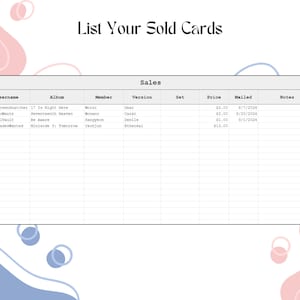 Kpop Photocard Tracker | Google Sheets Template - Etsy