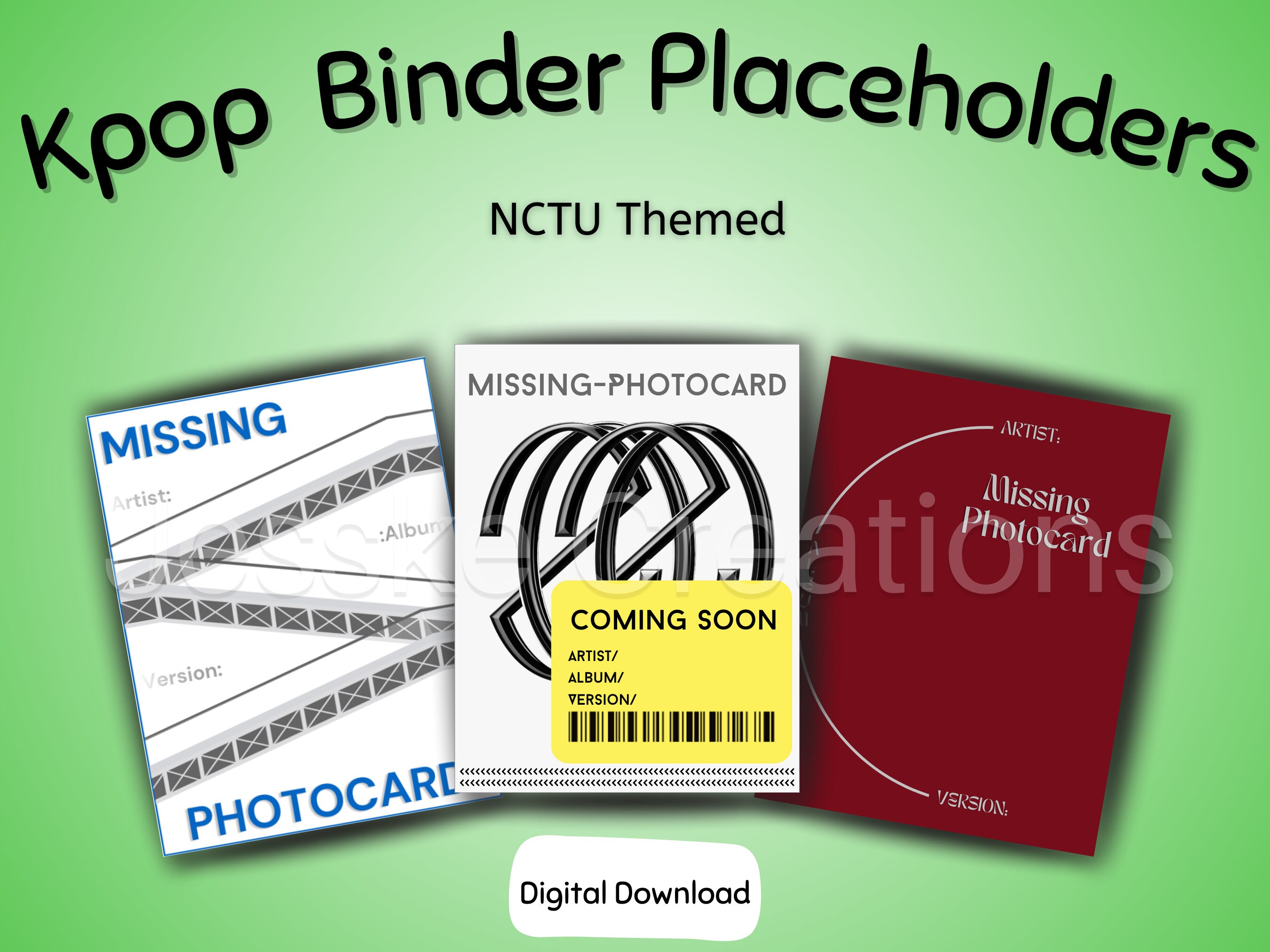 Photocard Binder Placeholders Digital Download NCT U 3.5 X 2.5 - Etsy