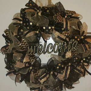 Black and Gold Wreath - Etsy