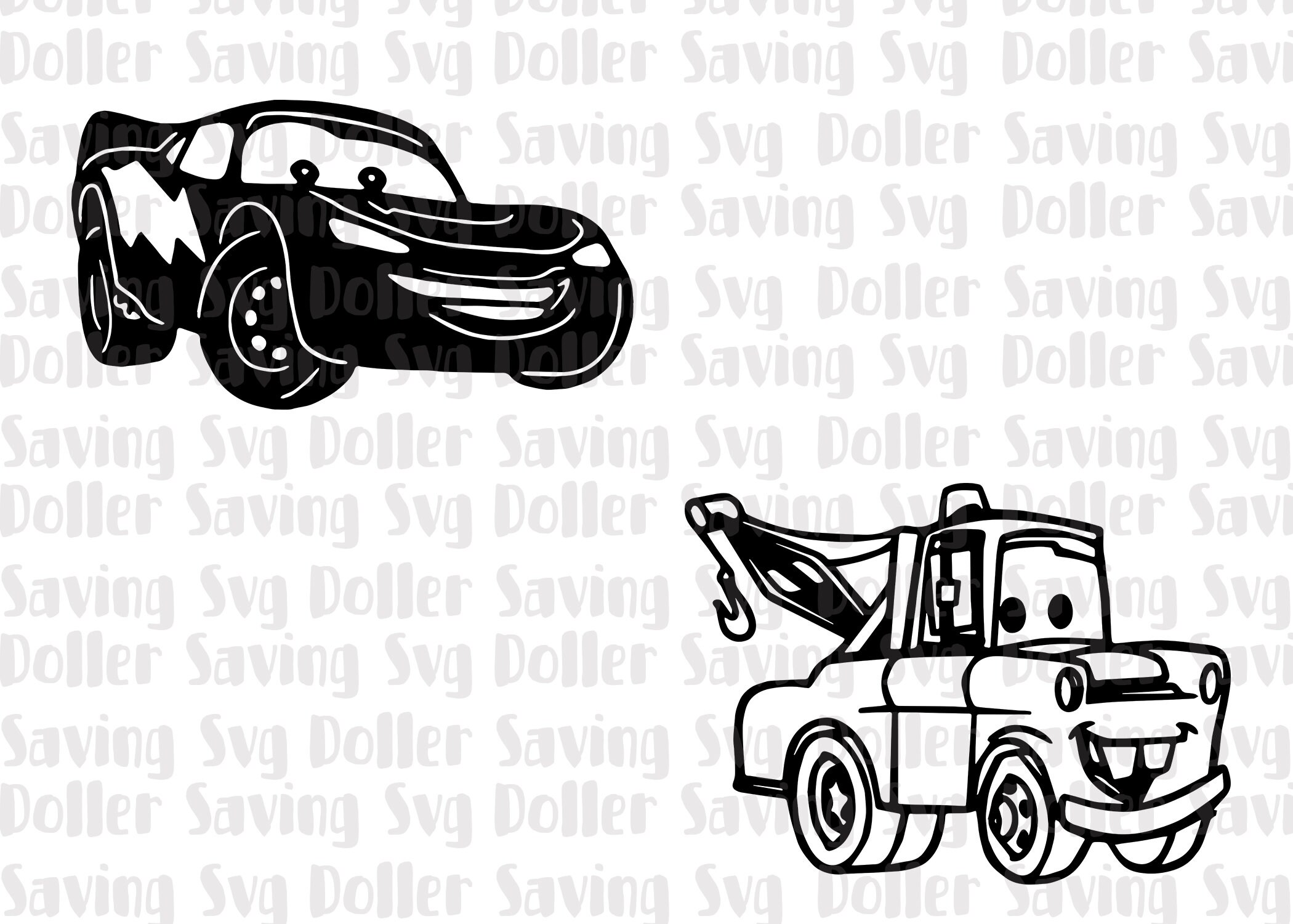 2 Files Disney Car Svg Lightning Mcqueen Svg Silhouettes For Etsy