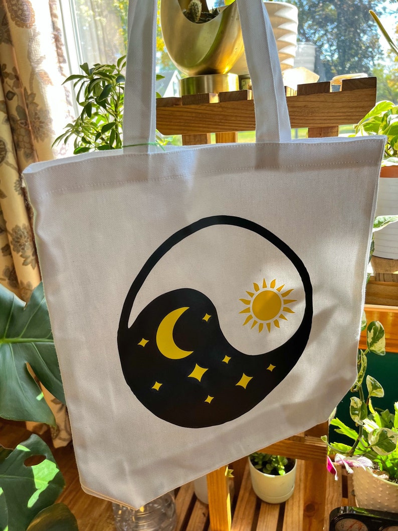 Celestial Yin Yang Tote Bag, Sun and Moon Yin Yang Tote, Bag With Yin ...