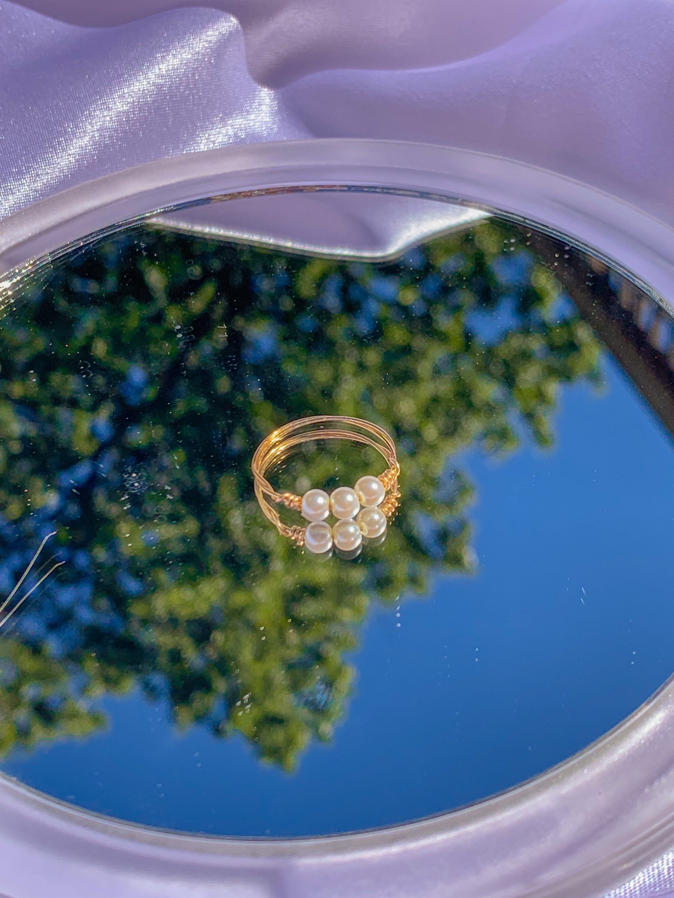 Ana Ring Pearl Wire Wrap Ring - Etsy