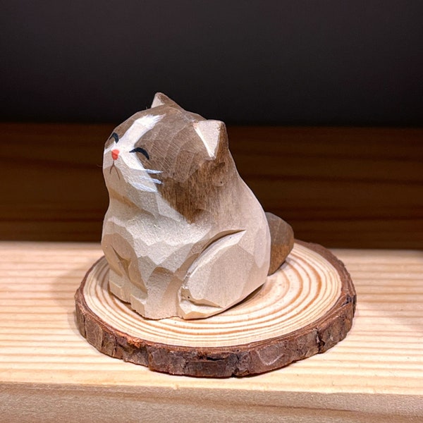 Wooden Cat Figurine - Etsy