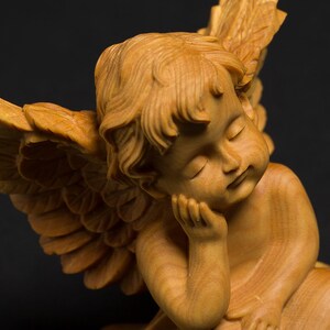 Cupid Statuewooden Sculptureloving Angelkind Wing Love Holy - Etsy