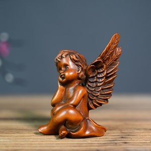 Cupid Statuewooden Sculptureloving Angelkind Wing Love Holy - Etsy