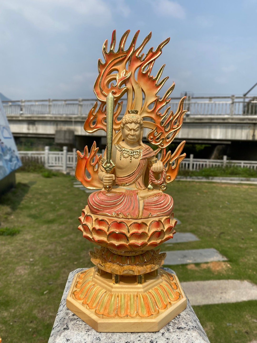 Colorful Gold Japanese Acala Fudo Myoo Statuehandcrafted - Etsy