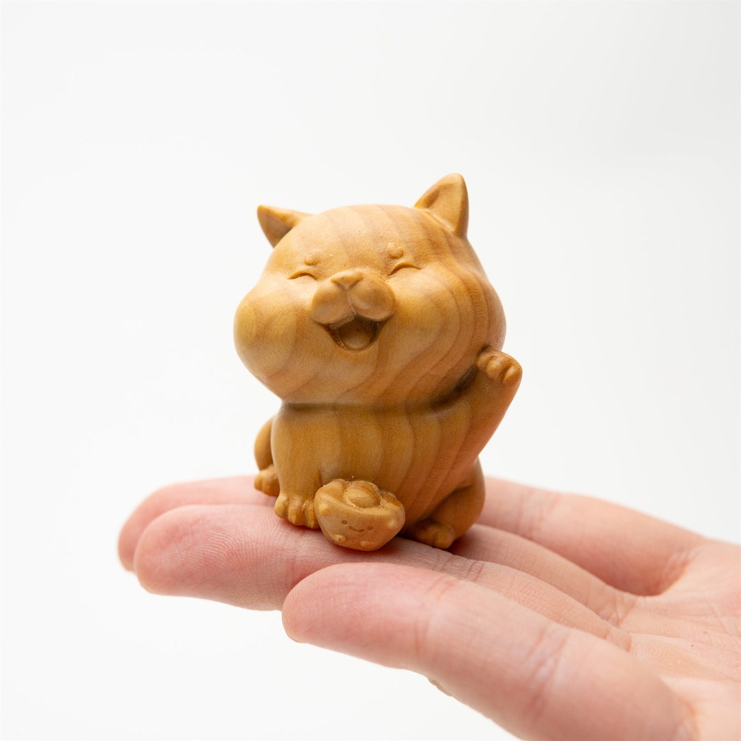 Lucky Shiba Inu Wooden Figurine Blessing and Fortune Charm, Ideal ...