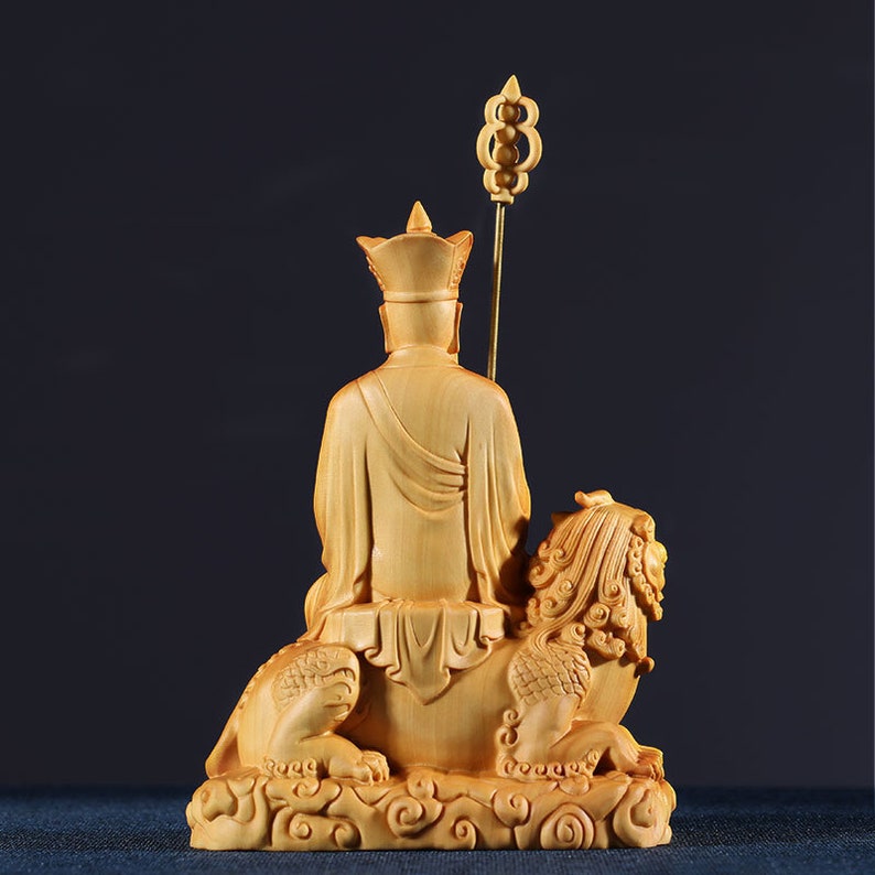 Lion Dizang Wang Ksitigarbha Wood Sculpture Buddha Figurine - Etsy