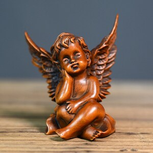 Cupid Statuewooden Sculptureloving Angelkind Wing Love Holy - Etsy