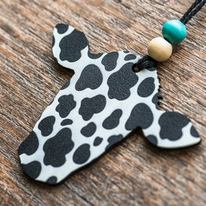 Cow Car Charm Hanging Cow Accessories for Car Wood Cow Print Cow Hanger ...