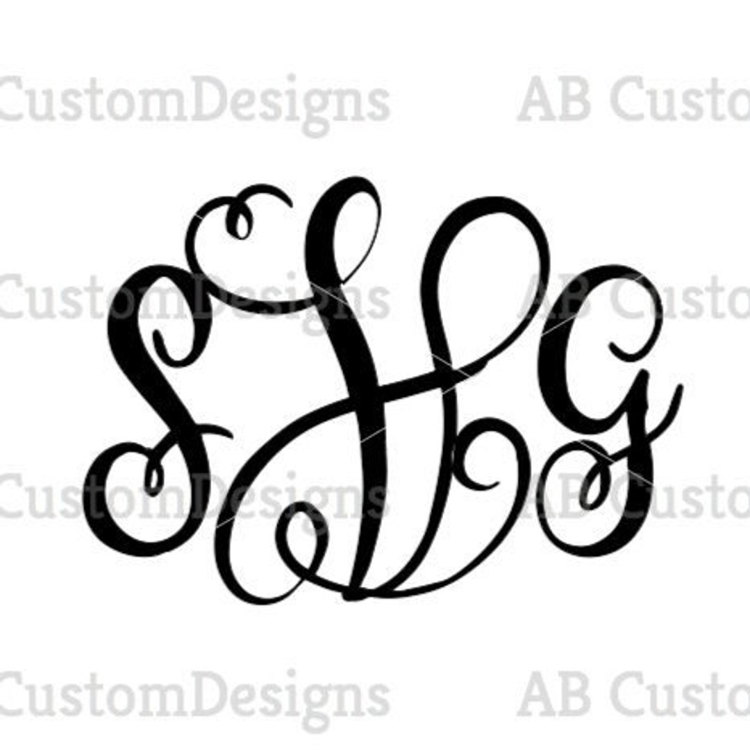Digital Cut File for Swirl Font, Cursive Monogram, Alphabet A-Z Fancy ...
