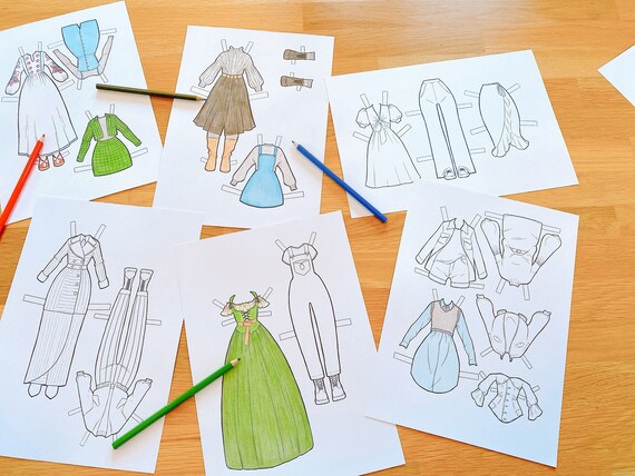 Printable Paper Doll for Colouring DIGITAL FILE - Etsy