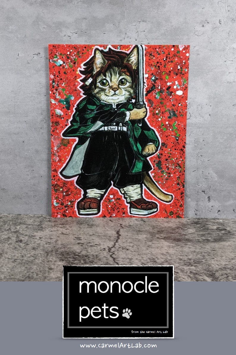Demon Slayer Artwork Tanjiro Cat Art. Kimetsu no yaiba print. | Etsy