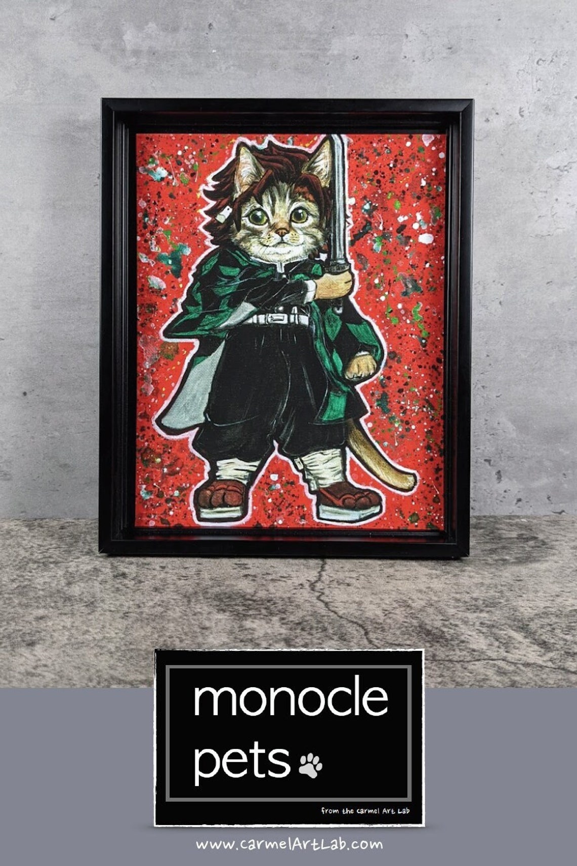Demon Slayer Artwork Tanjiro Cat Art. Kimetsu no yaiba print. | Etsy