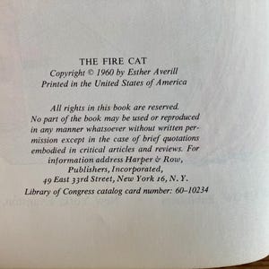 1960 the Fire Cat by Esther Averill, Illustrated Picture Book, Vintage ...