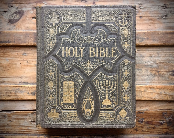 1892 Holy Bible, Self-pronouncing, King James Version, Antique 1800s ...