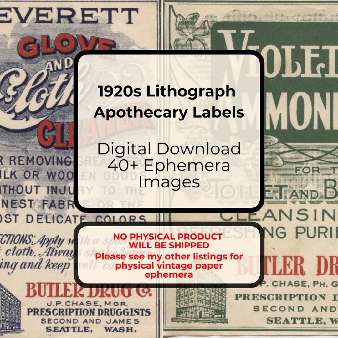 1920s Lithograph Apothecary & Poison Labels, Junk Journal, Scrapbooking ...