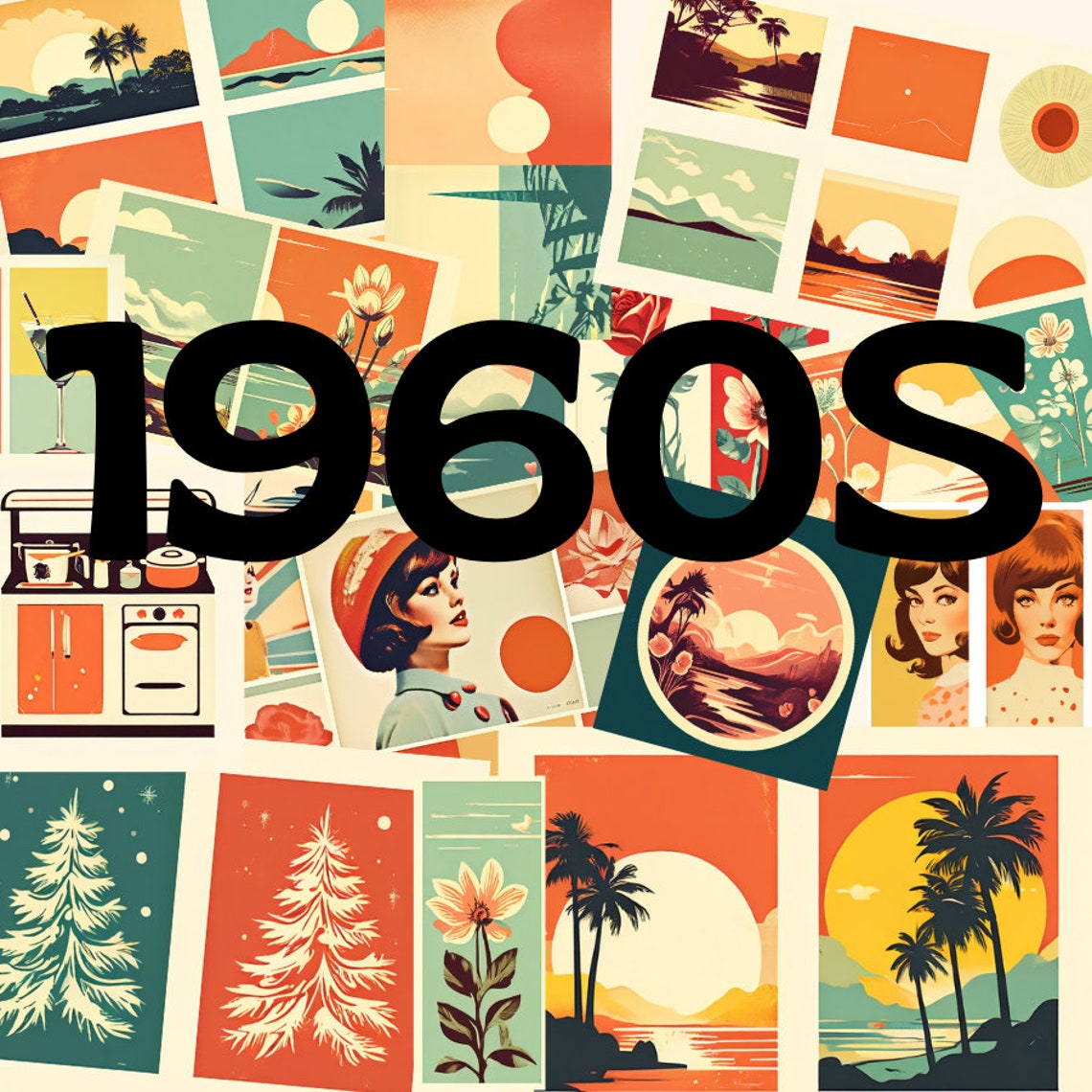 1960s FLOWER CHILD 500+ Retro Printable Images for Junk Journal ...