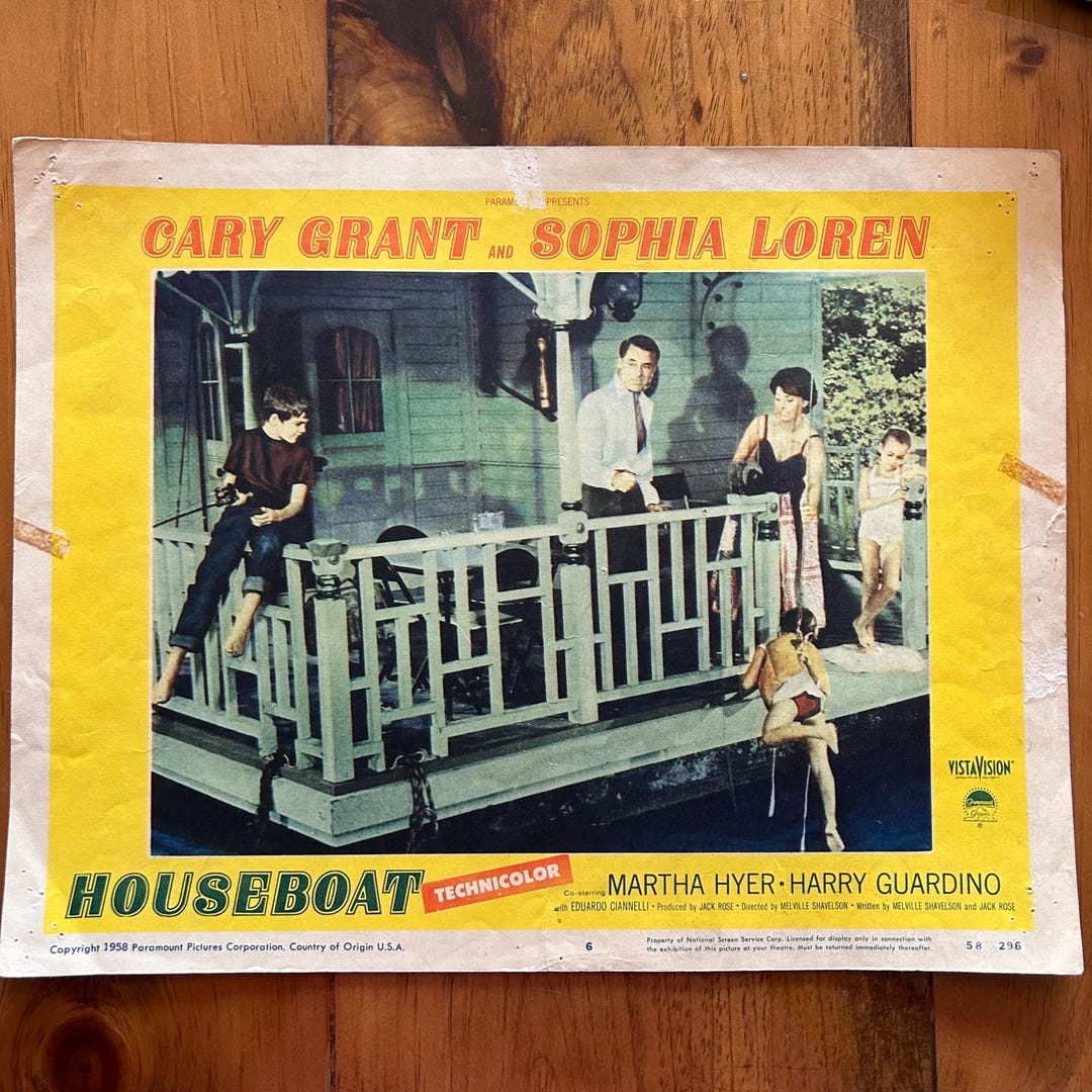 1950s Houseboat Lithograph Movie Poster, Lobby Card for Wall Art, Junk ...