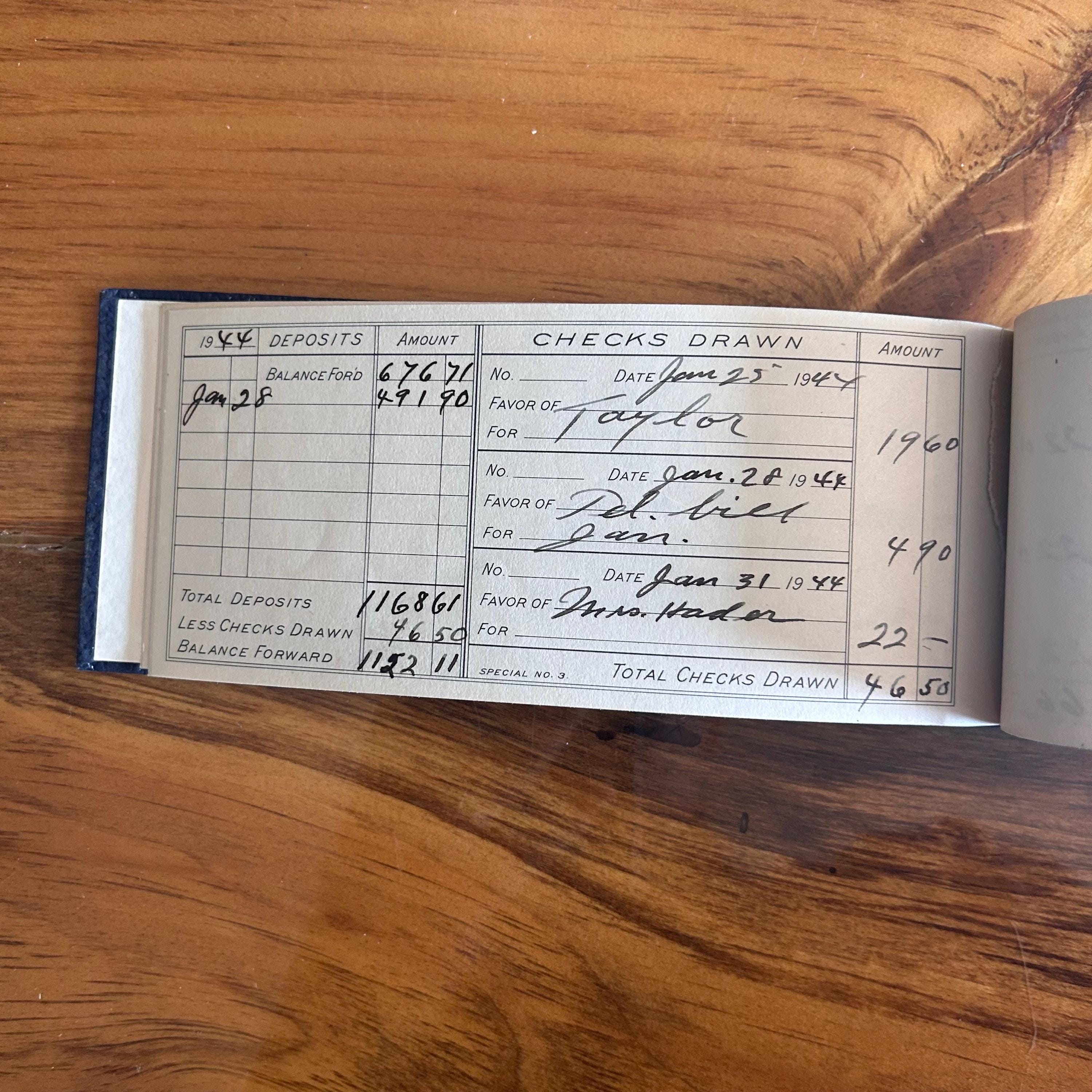 1940s-1960s CHECKBOOKS Handwritten Paper Ephemera for Junk Journaling ...