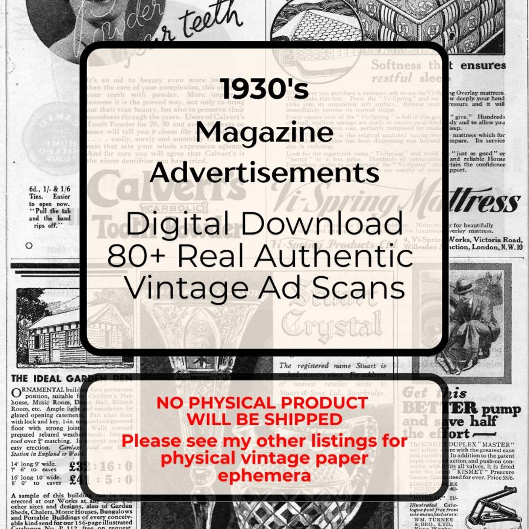 1930 VINTAGE ADS 80+ Retro Printable Images for Junk Journal ...