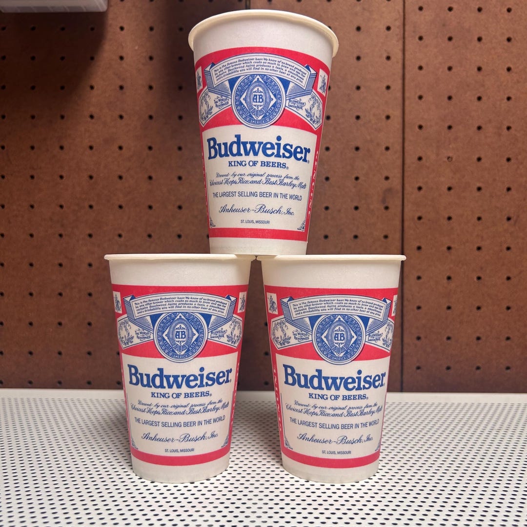 Set of 5 Vintage Budweiser Solo Cups – Retro Bar Decor, Breweriana ...