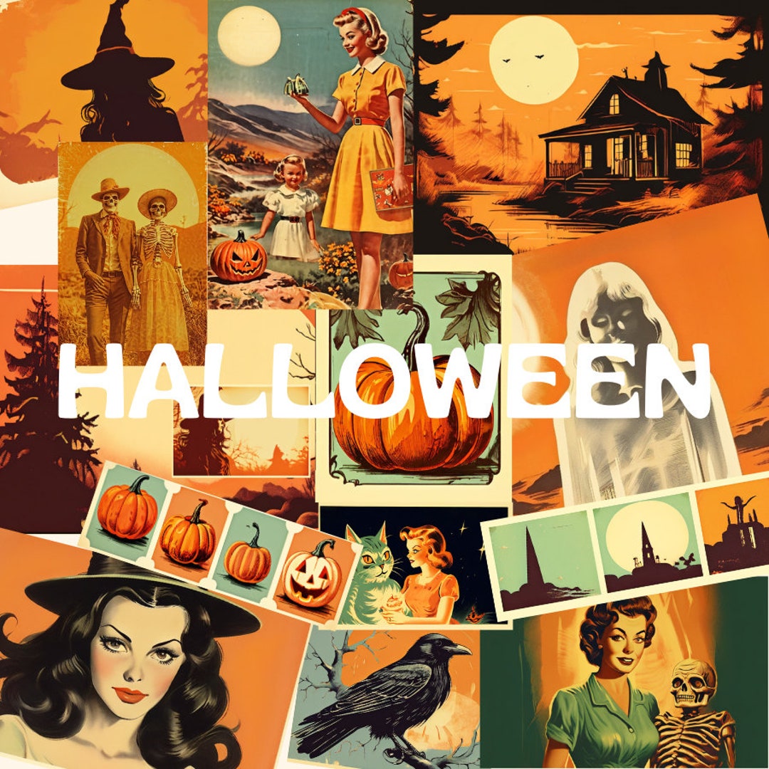 VINTAGE HALLOWEEN 300+ Spooky Retro Printable Images for Junk Journal ...