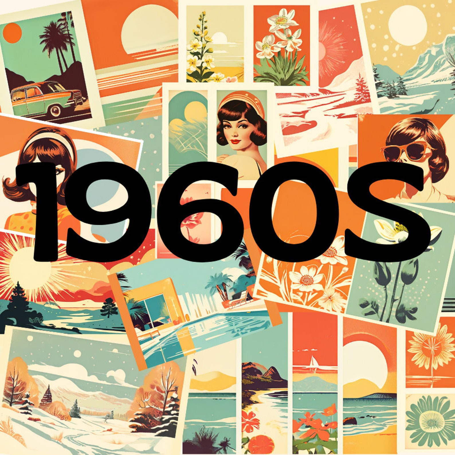 1960s FLOWER CHILD 500+ Retro Printable Images for Junk Journal ...