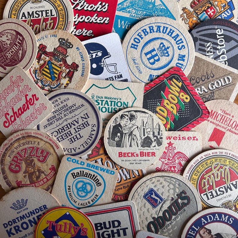 10-30 Random Pull Vintage Beer Coasters – Retro Bar Decor, Breweriana ...