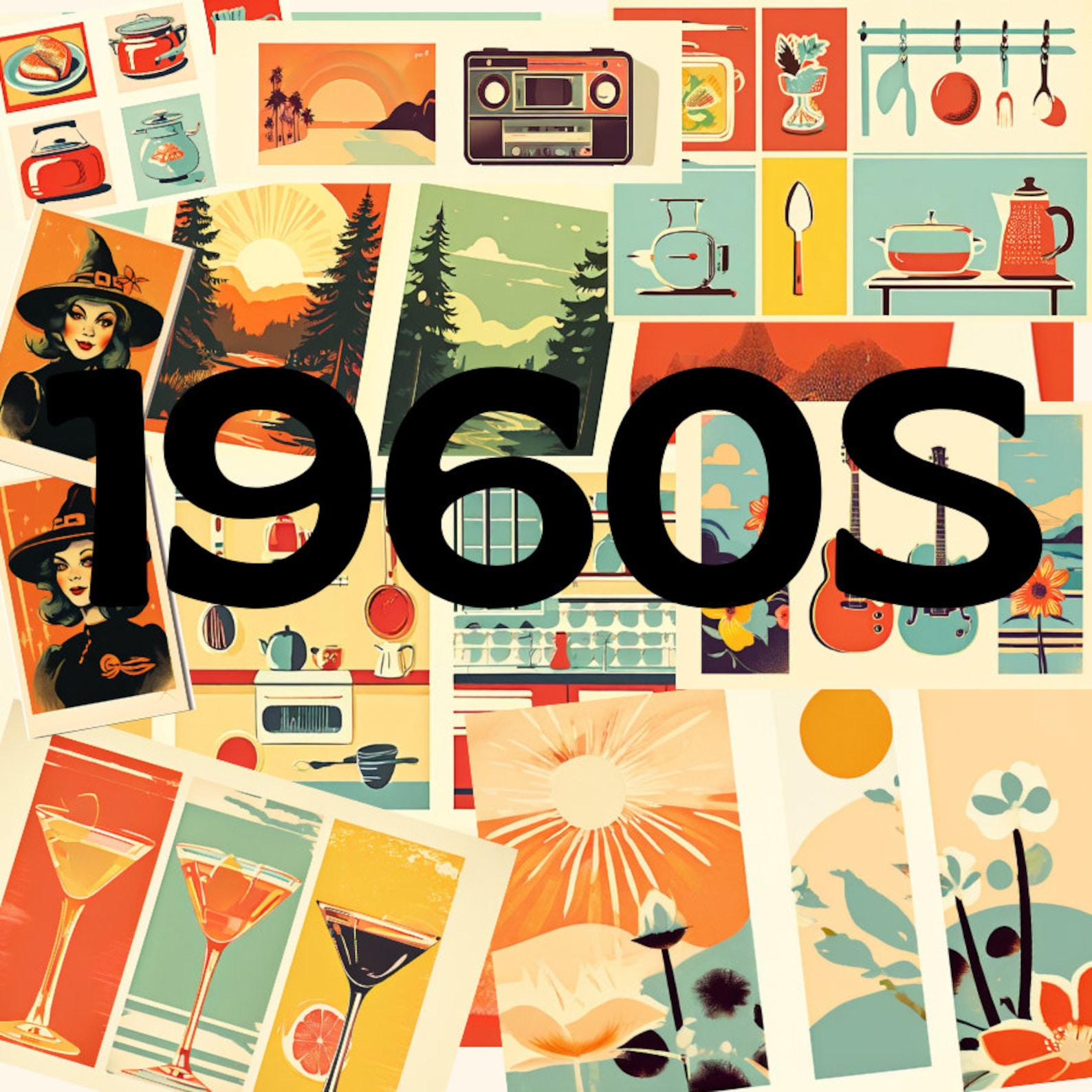 1960s FLOWER CHILD 500+ Retro Printable Images for Junk Journal ...