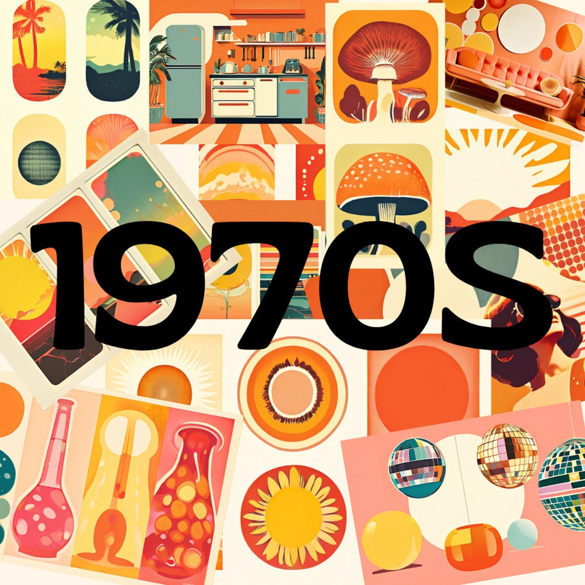1970s HIPPY CHICK 500+ Retro Printable Images for Junk Journal ...