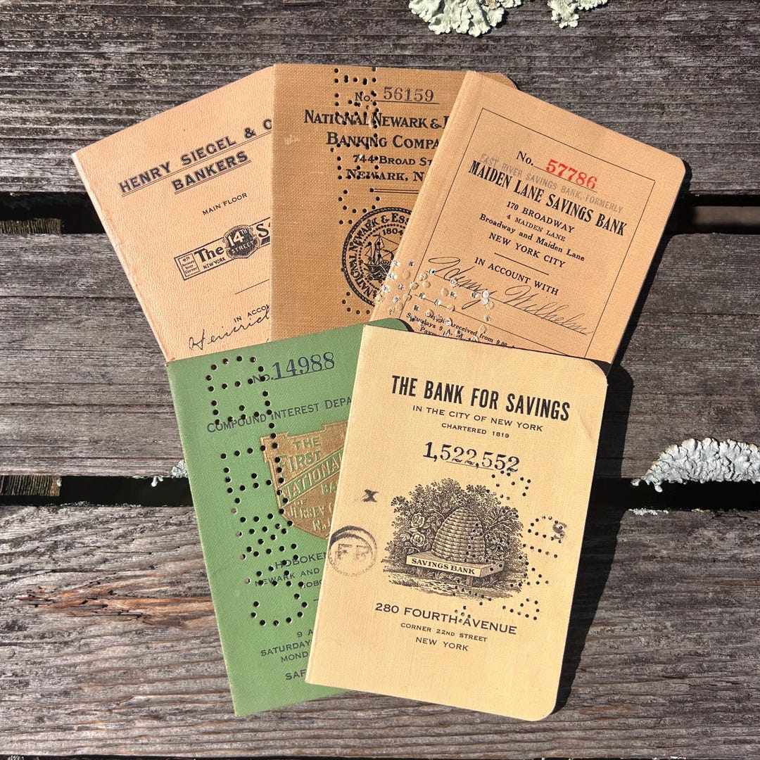 1940s-1960s BANK BOOKS Handwritten Paper Ephemera for Junk Journaling ...
