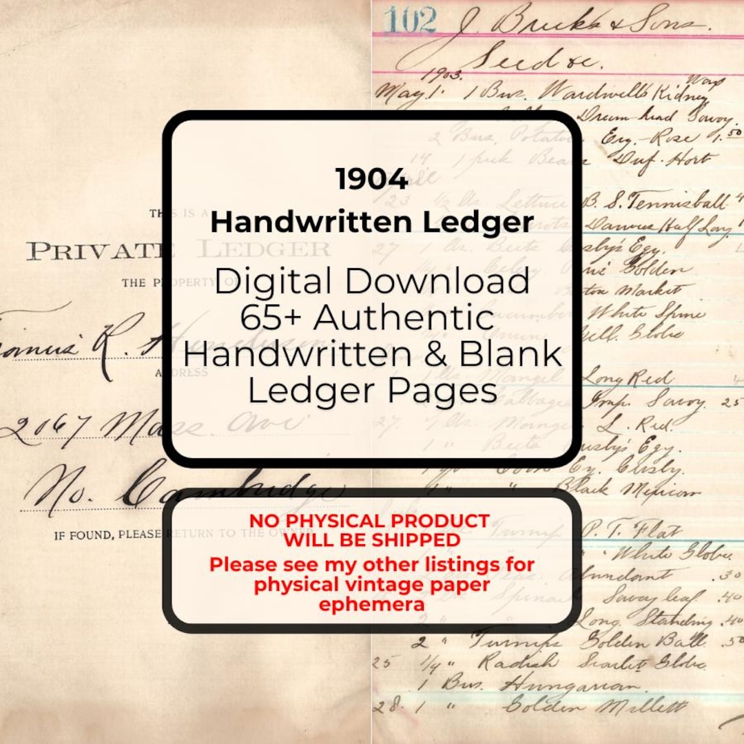 1903-5 HANDWRITTEN LEDGER Printable Images for Junk Journal ...