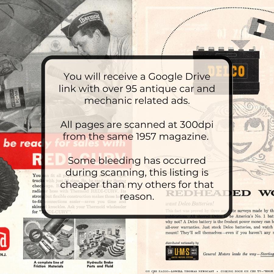 1957 CAR & MECHANIC ADVERTISEMENTS 180+ Retro Printable Images for Junk ...