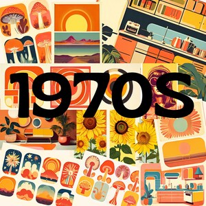 1970s HIPPY CHICK 500+ Retro Printable Images for Junk Journal ...