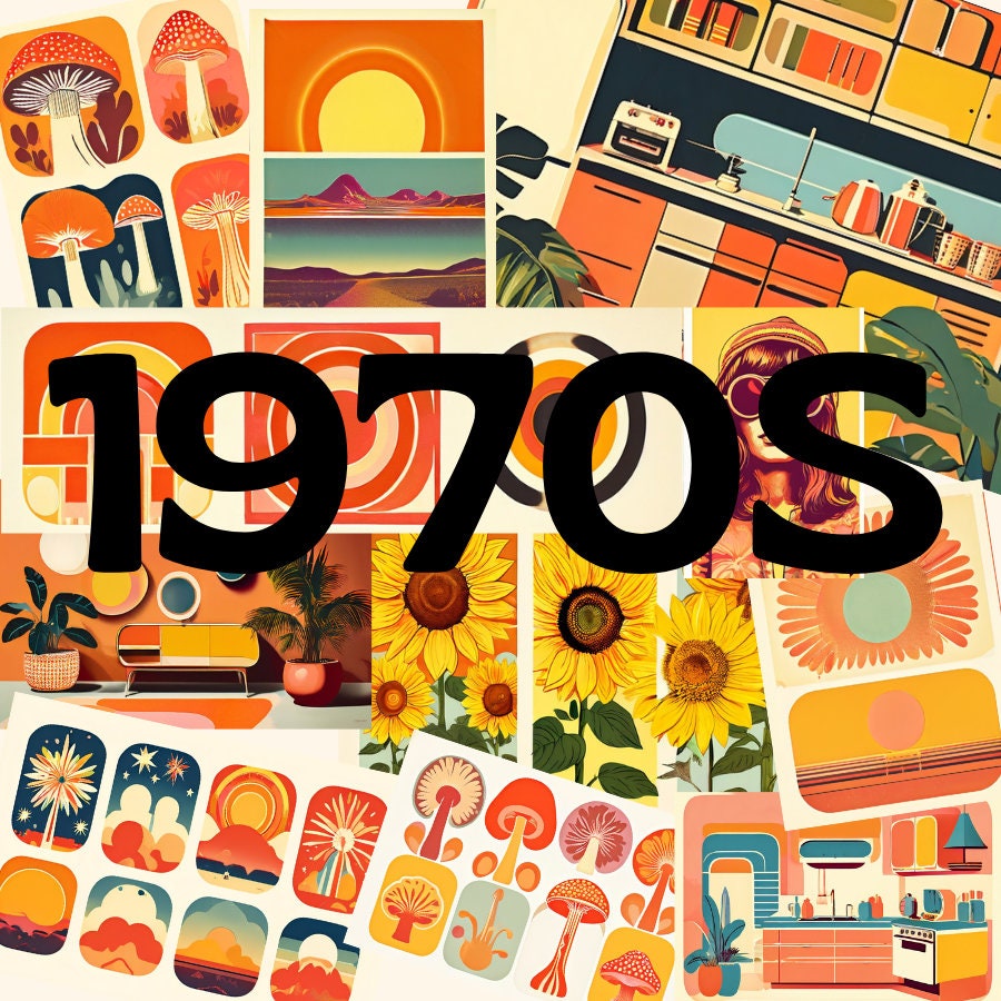 1970s HIPPY CHICK 500+ Retro Printable Images for Junk Journal ...