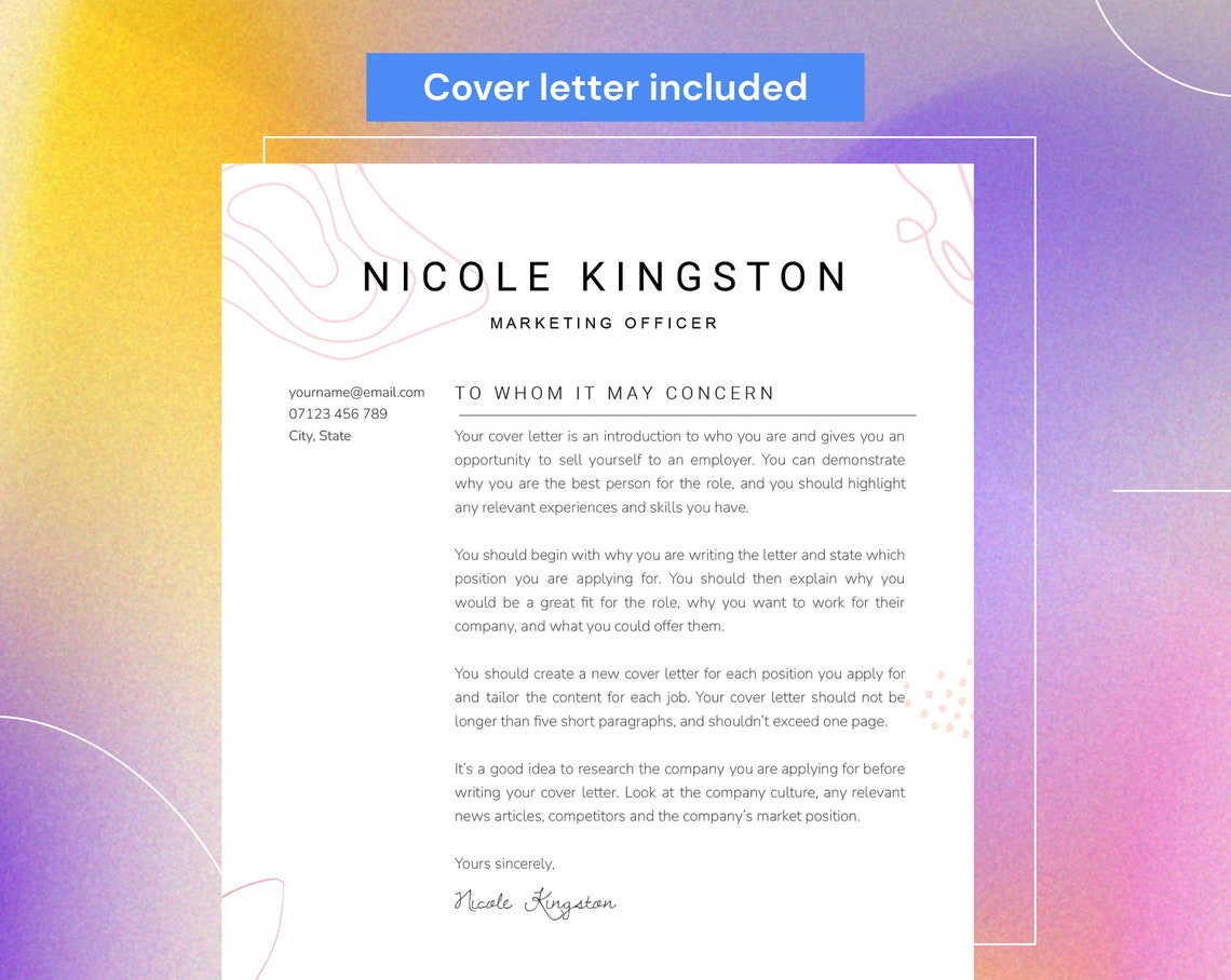 Google Docs Resume Template Cover Letter, Creative Resume CV Template ...