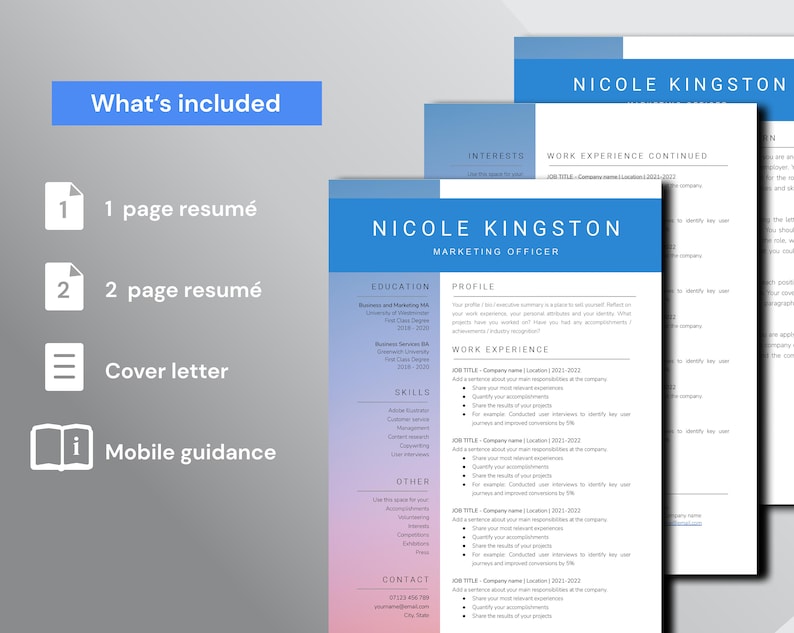 Google Docs Resume Template & Cover Letter Modern Colourful - Etsy