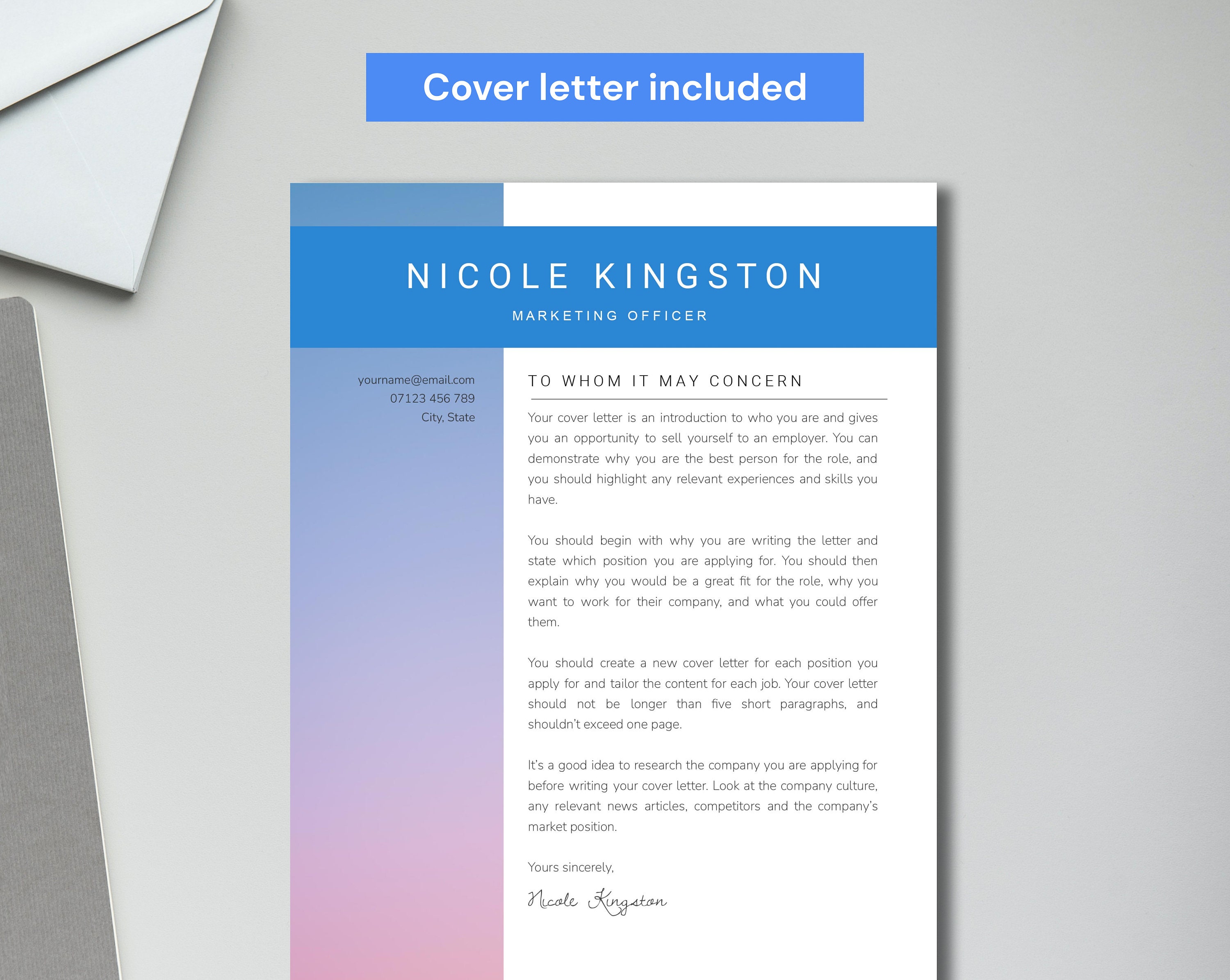 Google Docs Resume Template & Cover Letter, Modern Colourful Resume CV ...