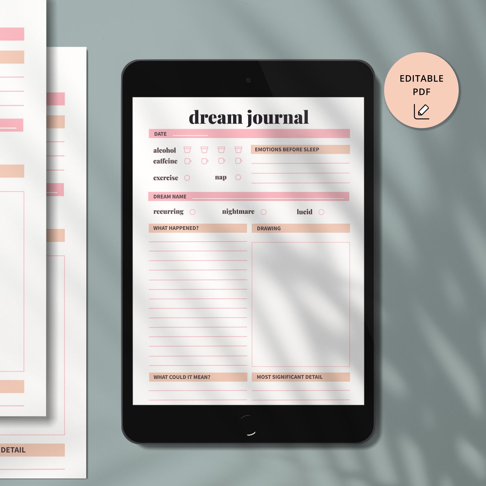 Printable Dream Journal, Digital Dream Journal, Dream Log - Printable ...