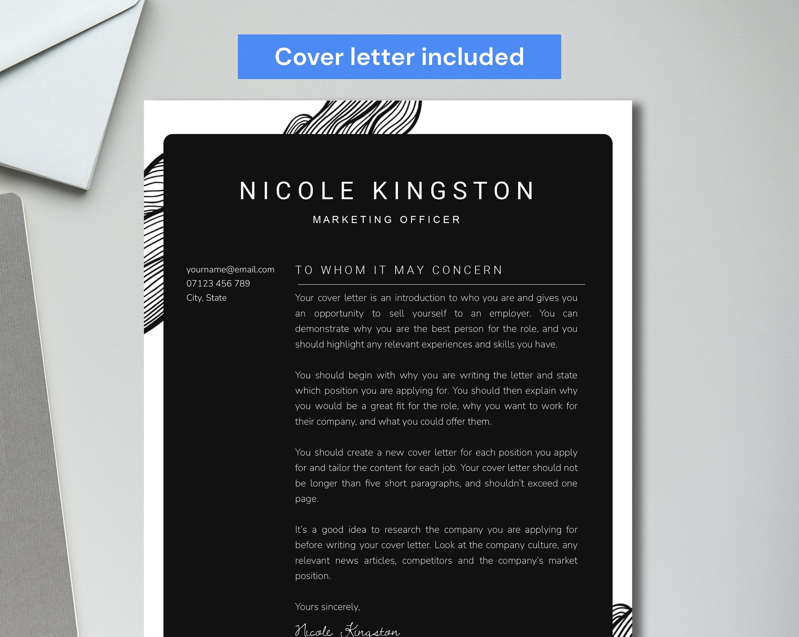 Google Docs Resume Template + Cover Letter, Creative Resume CV Template ...