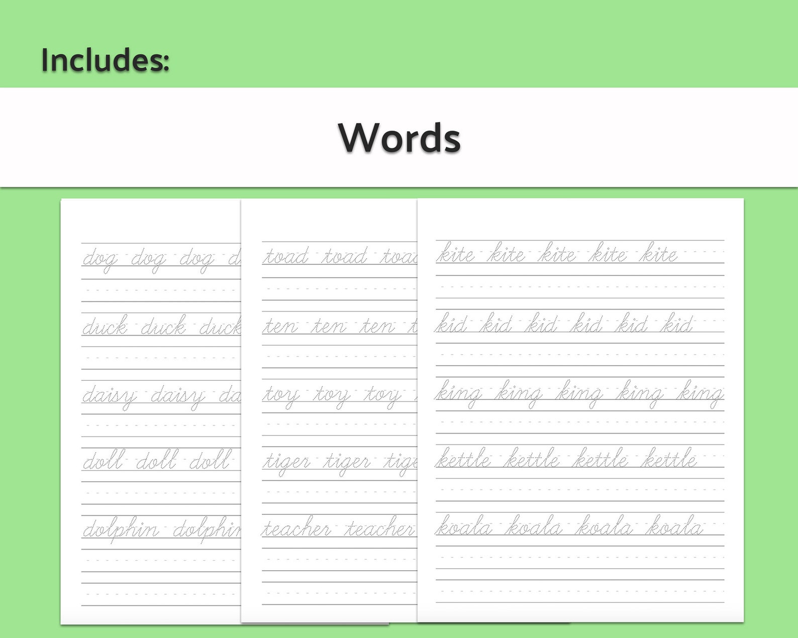 Printable Cursive Handwriting Bundle Workbook | Letters, Words ...