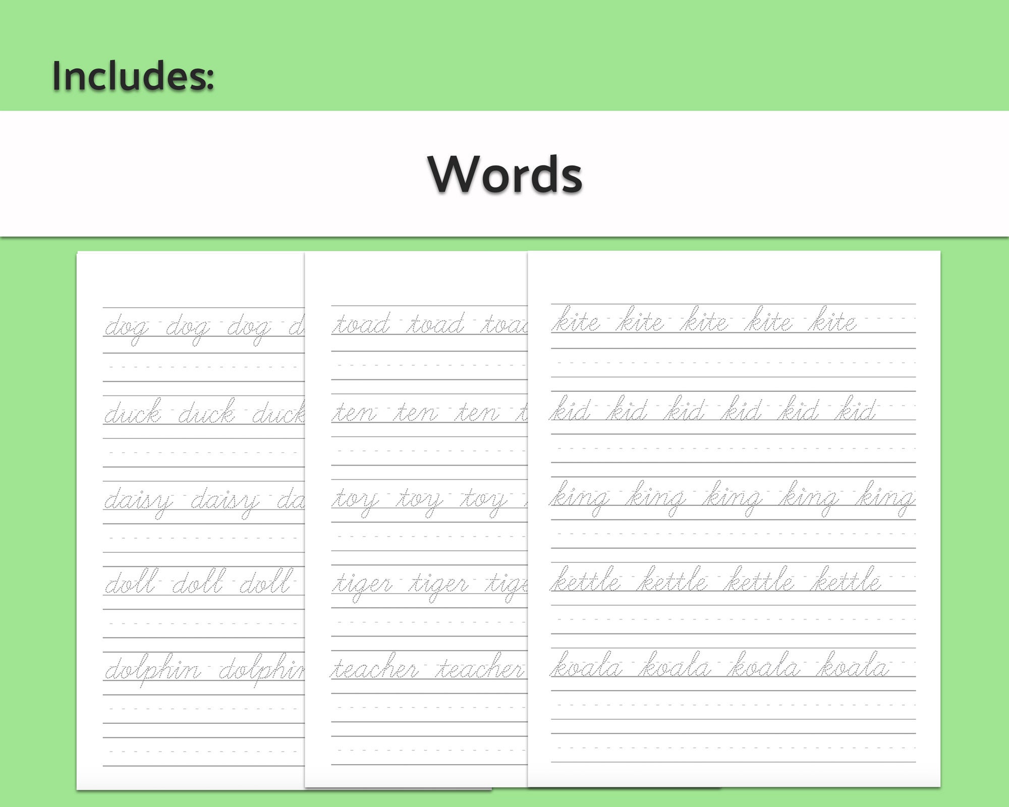 Printable Cursive Handwriting Bundle Workbook | Letters, Words ...