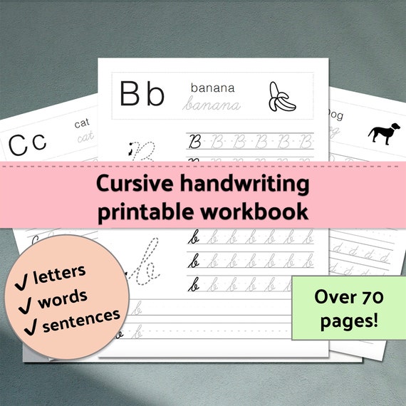 Printable Cursive Handwriting Bundle Workbook Letters - Etsy