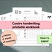 Printable Cursive Handwriting Bundle Workbook | Letters, Words ...